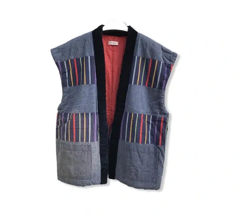 Japanese Brand Japanese Traditional Stripe Multicolour Vest Rare Kimono ...