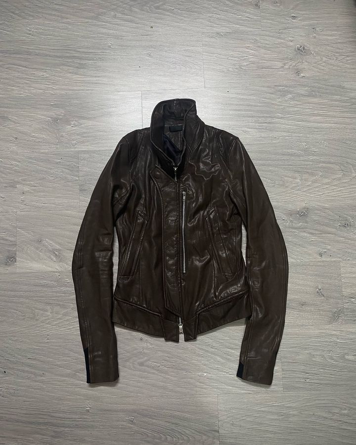 Ekam EKAM Docking Gimmick Zipper Long-Sleeve Leather Jacket | Grailed