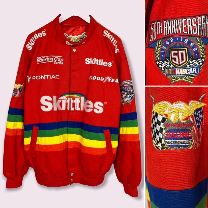 NASCAR Vintage 90s Skittles NASCAR Racing Jacket Sz XXL Satin-Lined ...