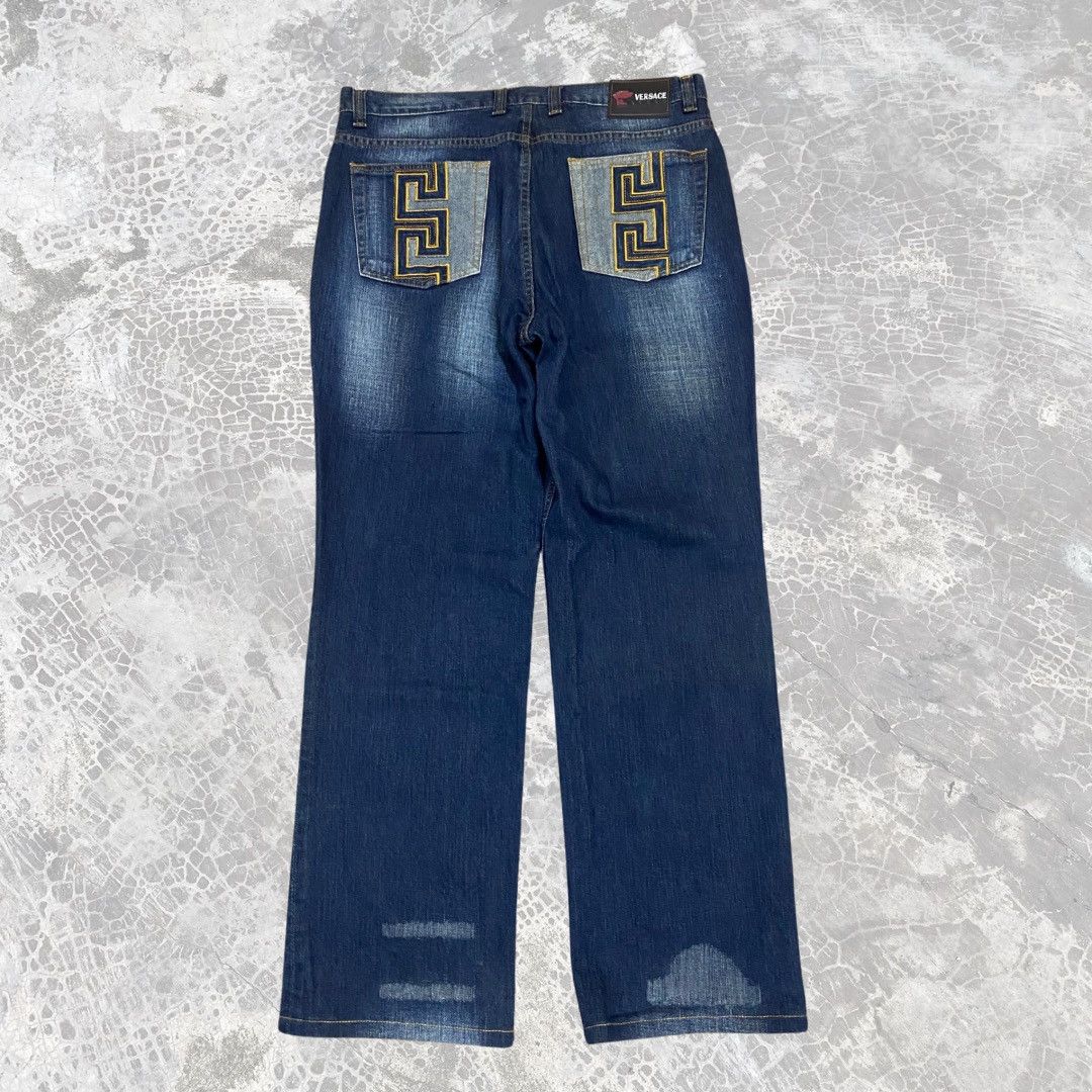 Vintage Vintage Versace Embroidered Art Denim Baggy Jeans | Grailed