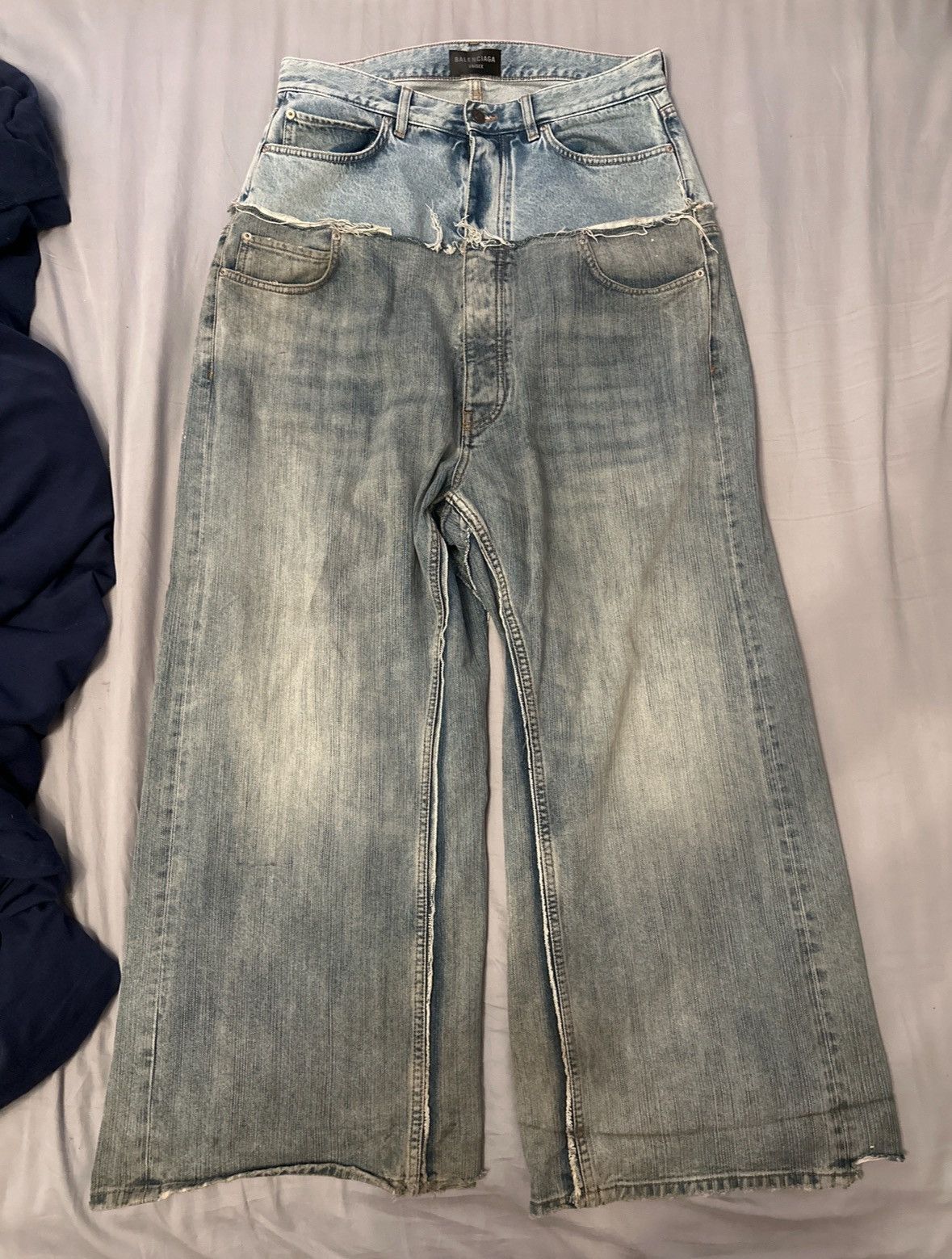 Balenciaga Double waisted two tone jeans | Grailed