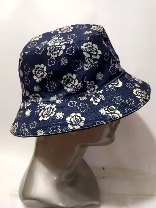 Streetwear Japanese Reversible Bucket hats Indigo Tears Floral designs ...