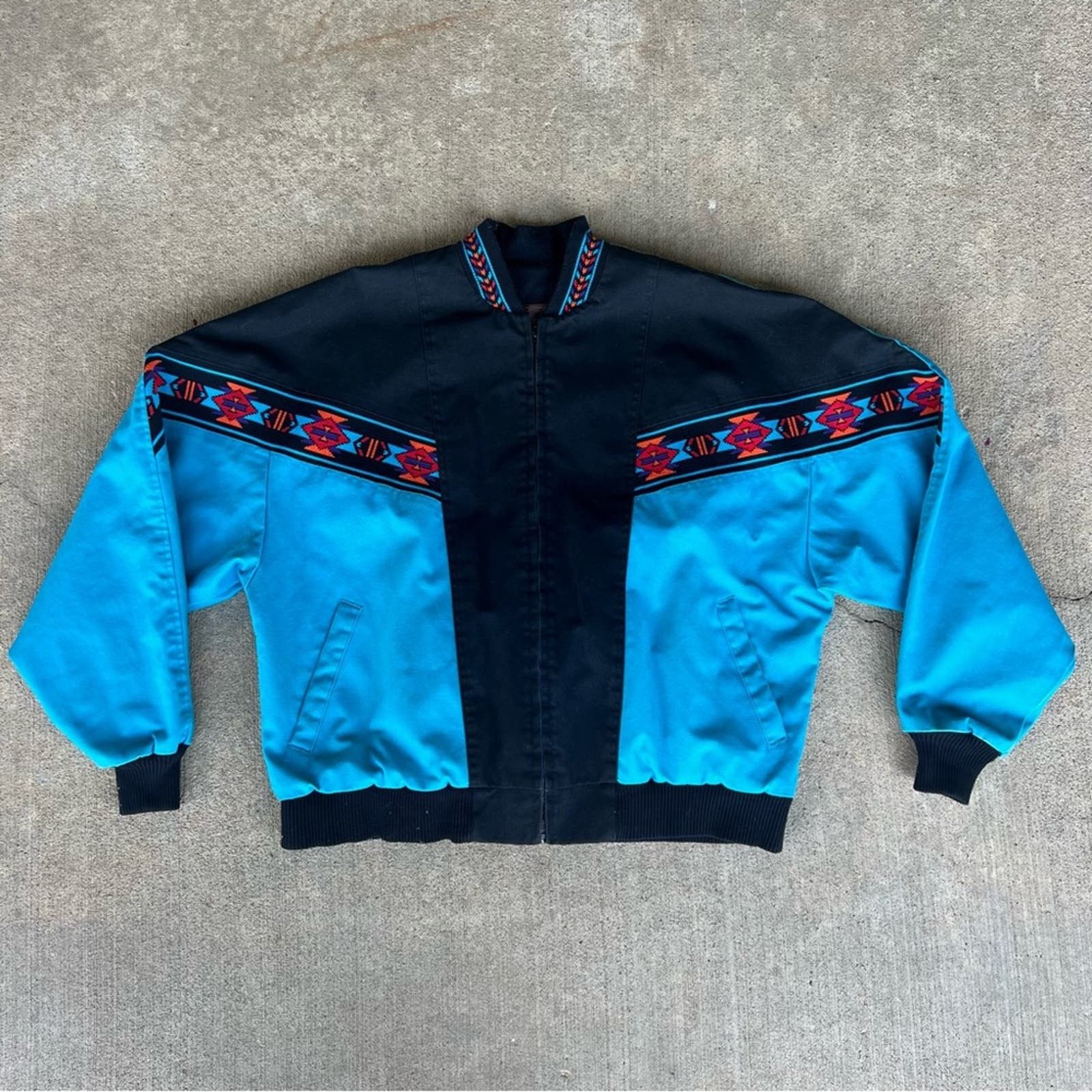 Vintage 90s Aztec Southwestern Neon Western Cowboy Bomber Jacket | Grailed