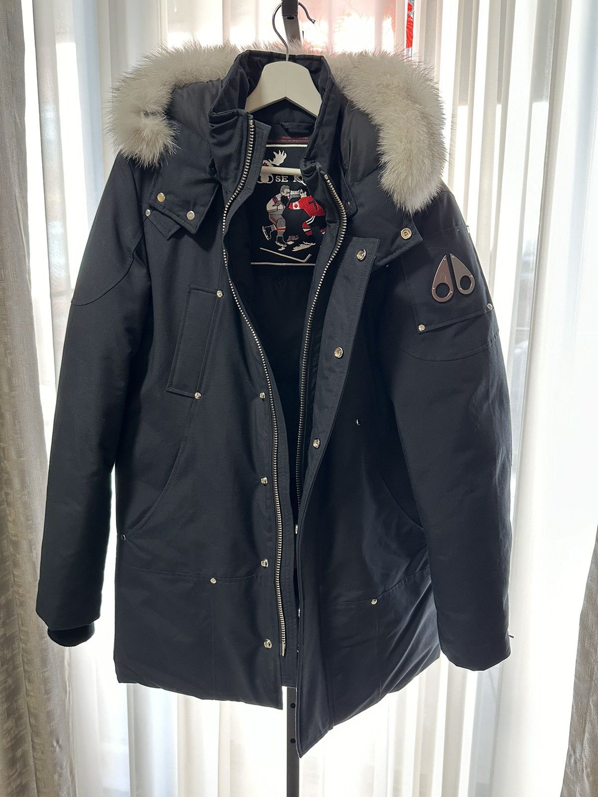 Moose Knuckles White rabbit fur hood parka Sz.M | Grailed