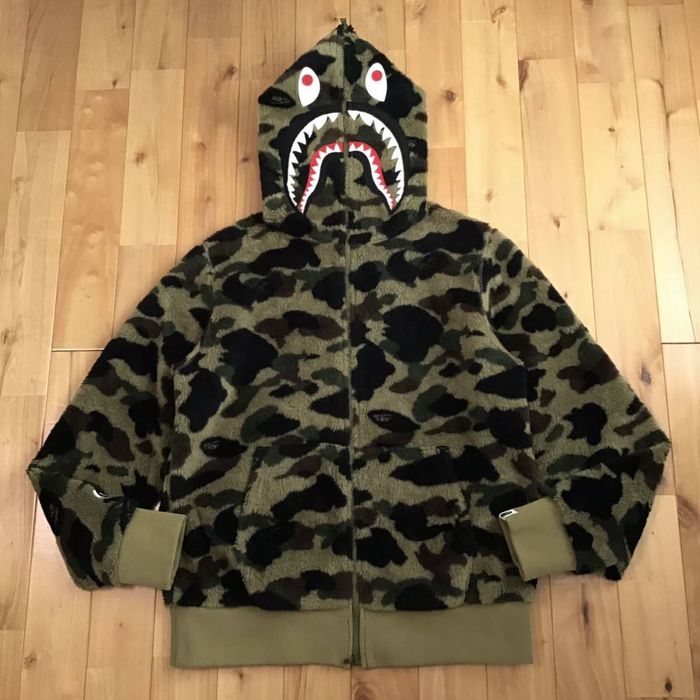 Bape BAPE Boa Shark full zip hoodie 1st camo green a bathing ape | Grailed