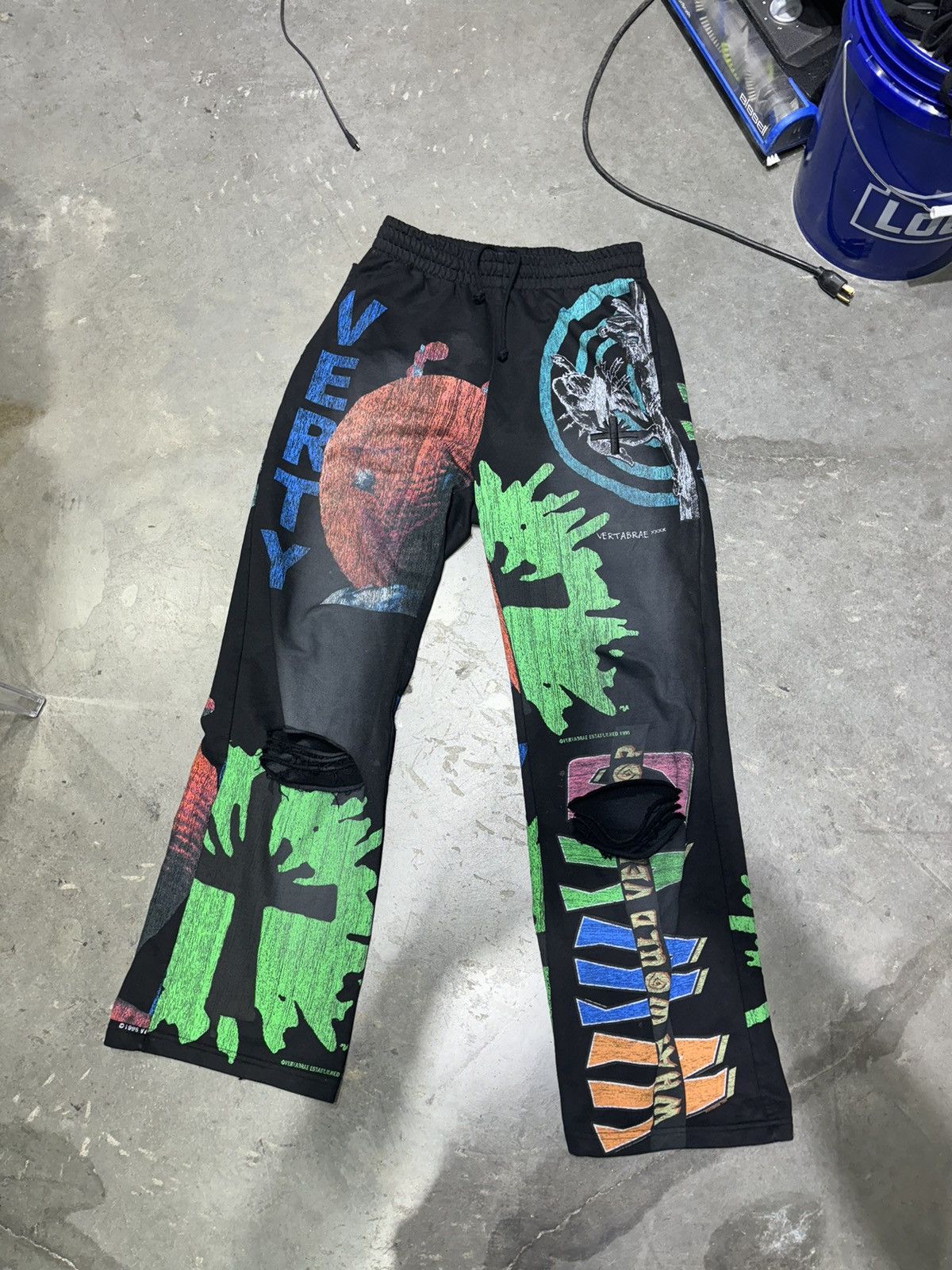 Vertabrae Vertebrae wide leg sweatpants black montage | Grailed