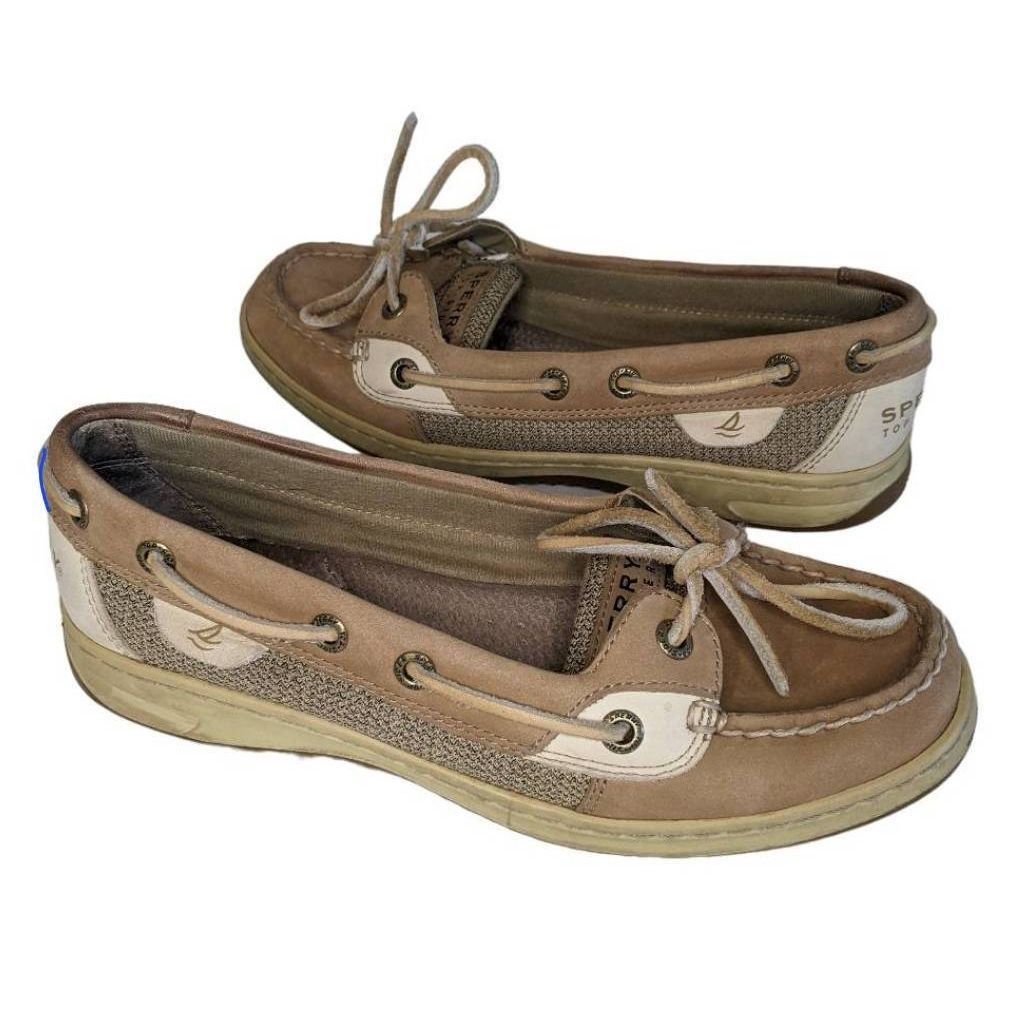 Sperry Sperry Top Sider Tan Linen Oat Leather Upper Angelfish Boat ...