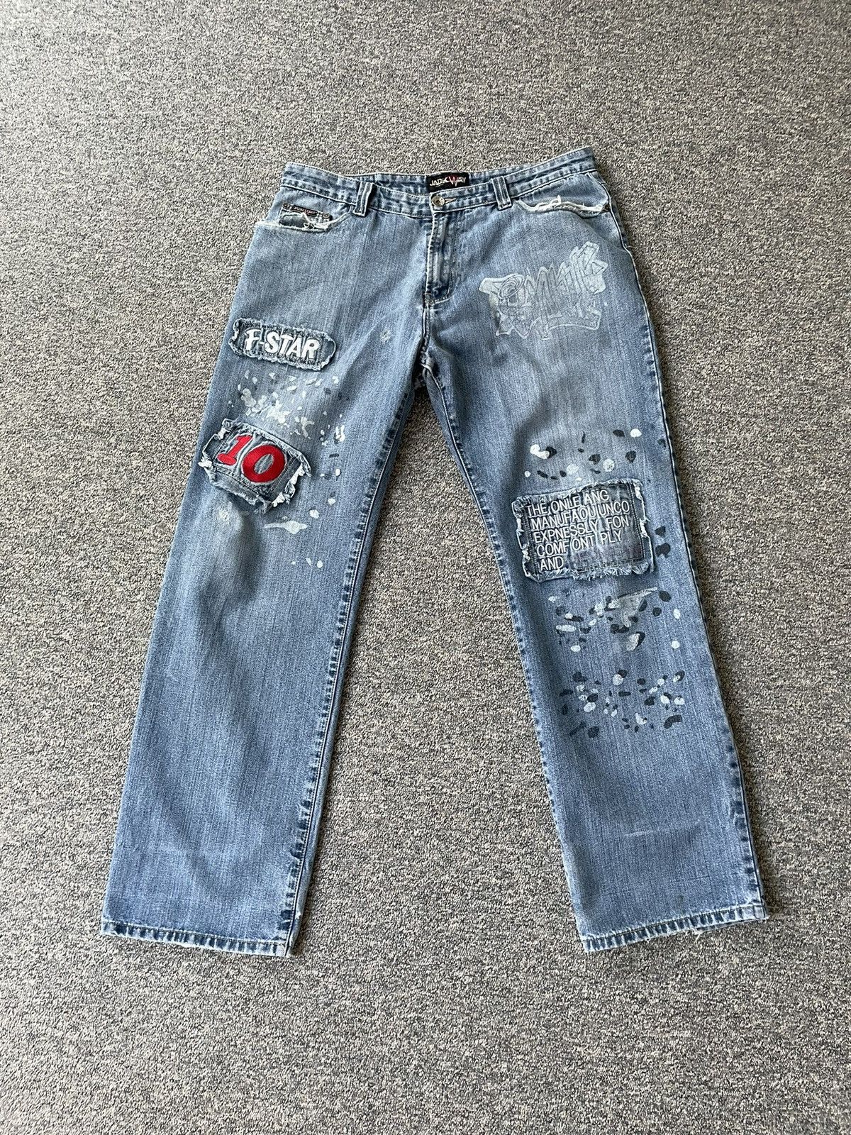 Fubu × Vintage Vintage Patches Graffiti printed Jeans XL | Grailed