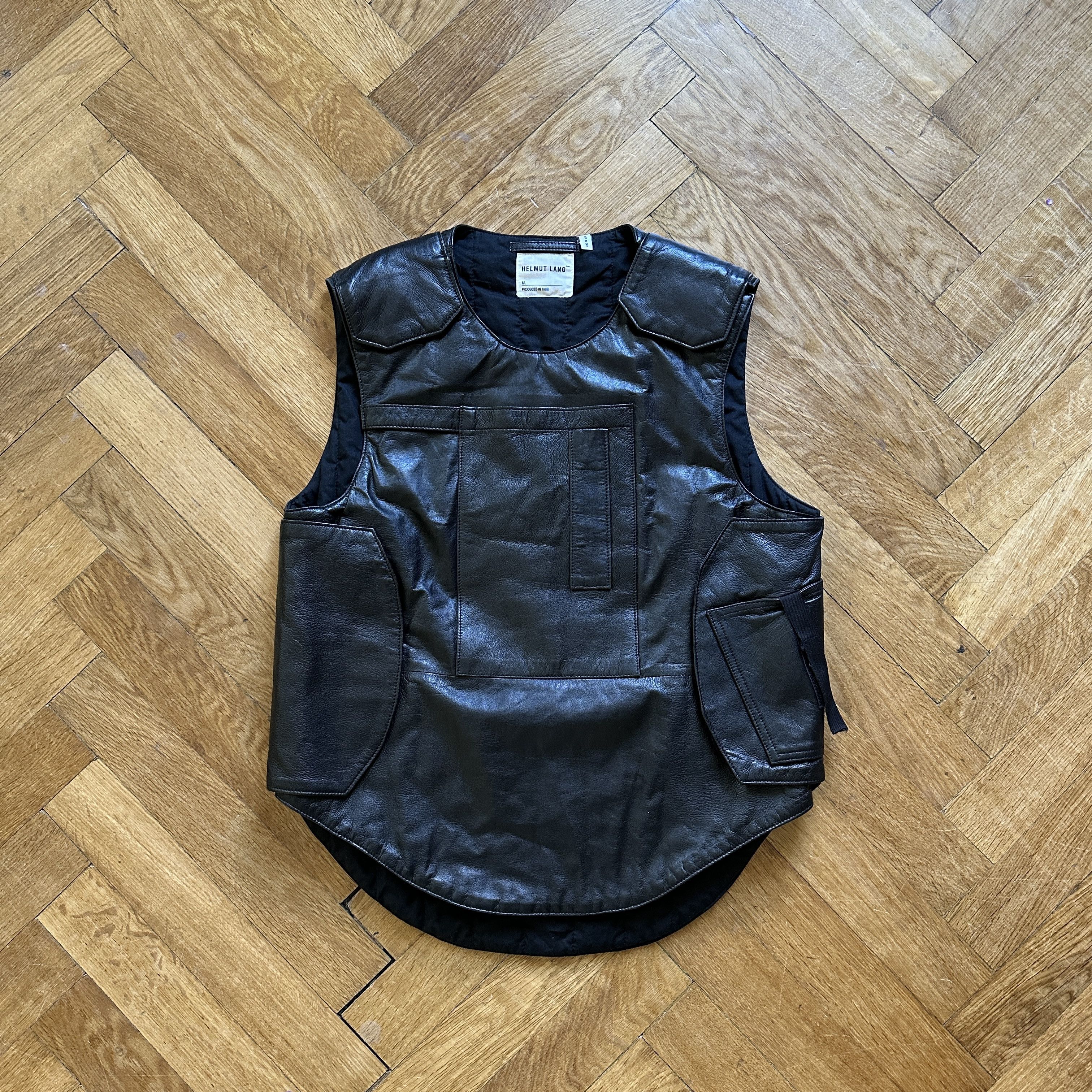 Helmut Lang AW98 Black Leather Bulletproof Gilet Vest | Grailed