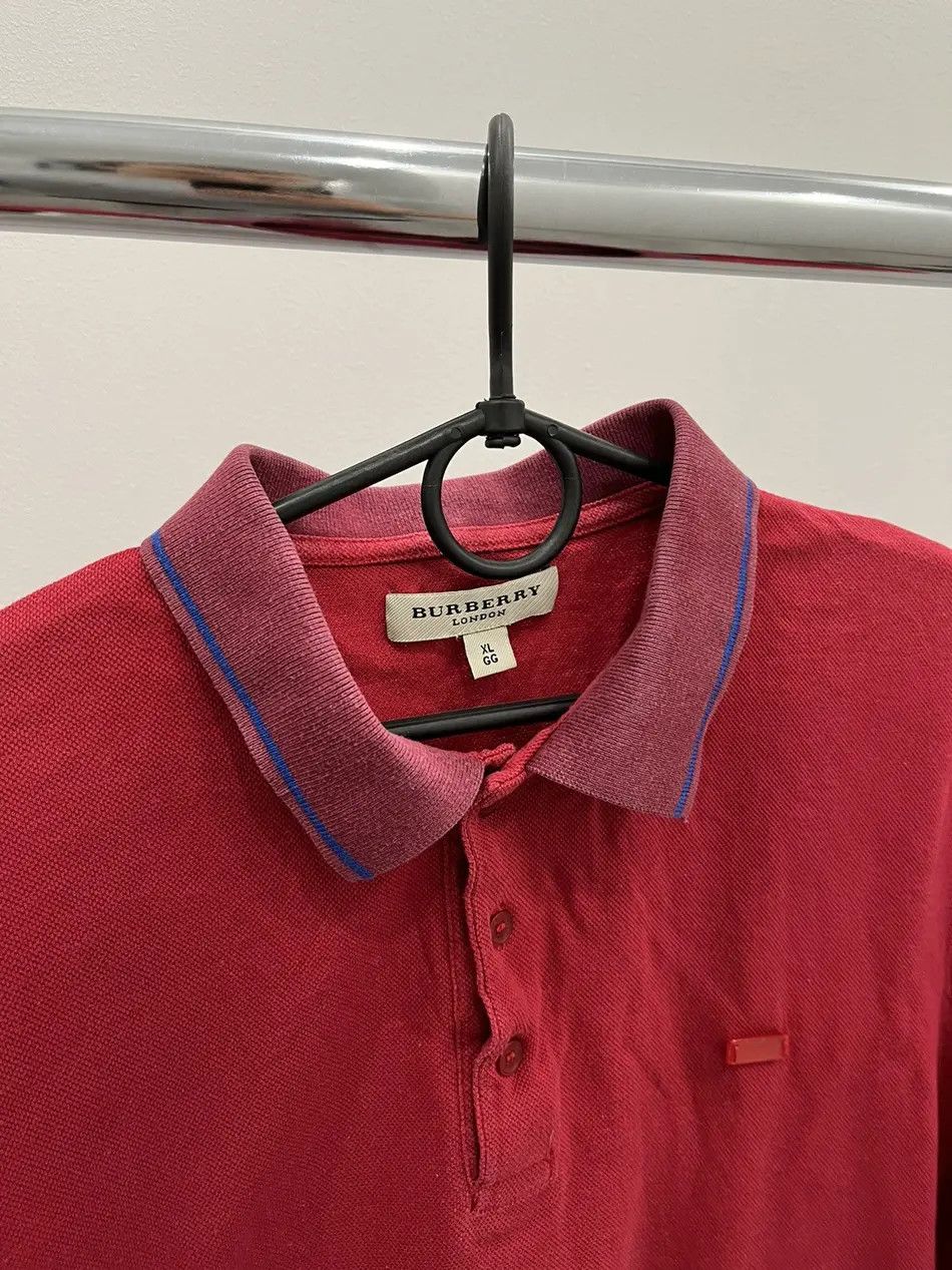 Burberry Burberry London Red Logo Details Polo Shirt Tee | Grailed