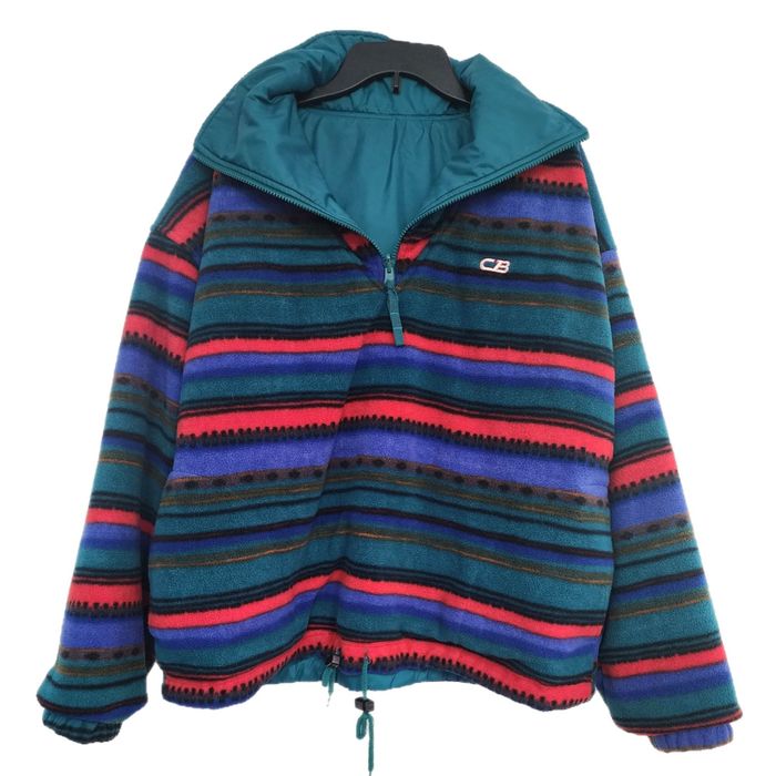 Cb Sports Mens Vintage Fleece Jacket Pullover Hoodie Size Large Aztec ...