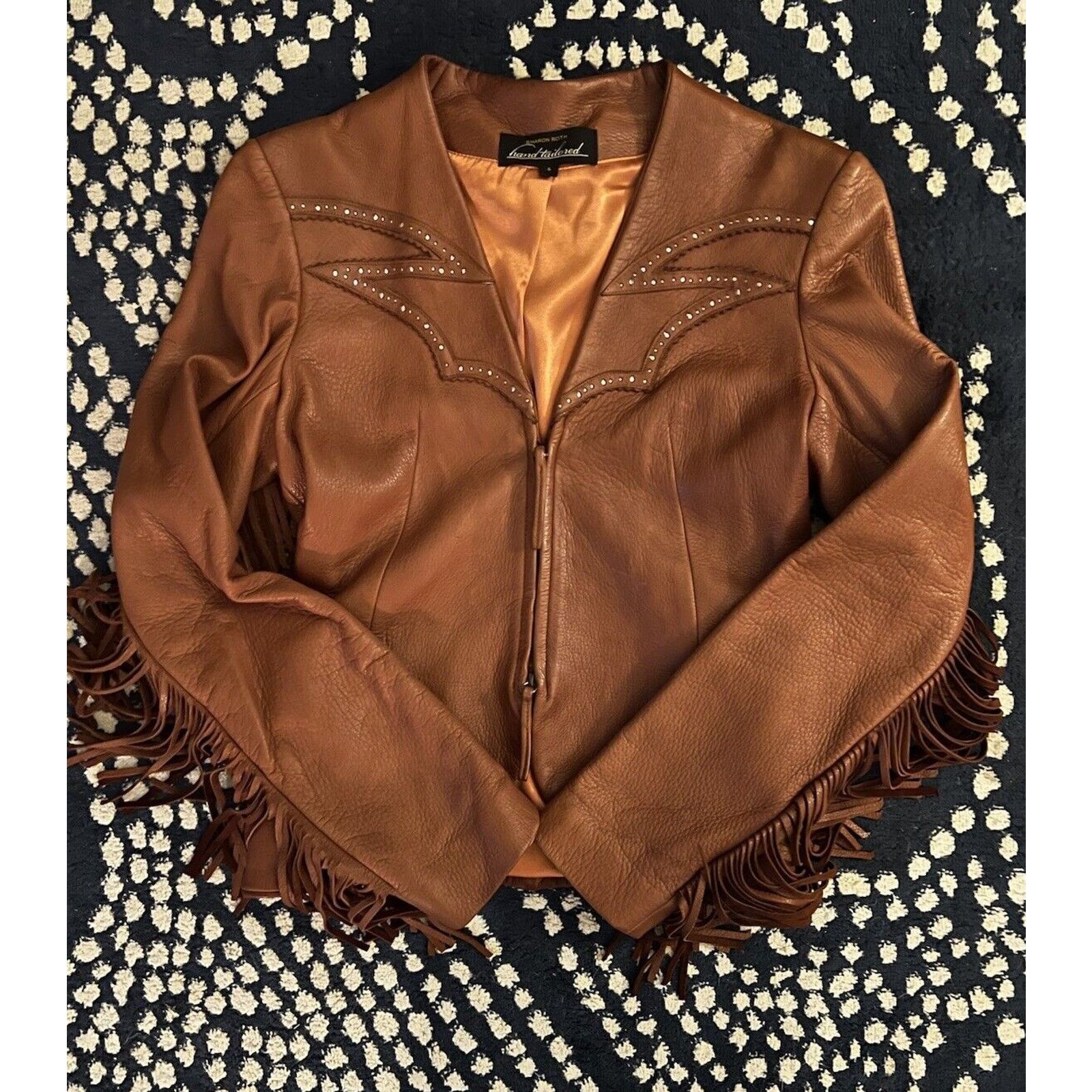 Vintage Sharon Roth Western Fringe Collarless Leather Jacket SOFT | Grailed