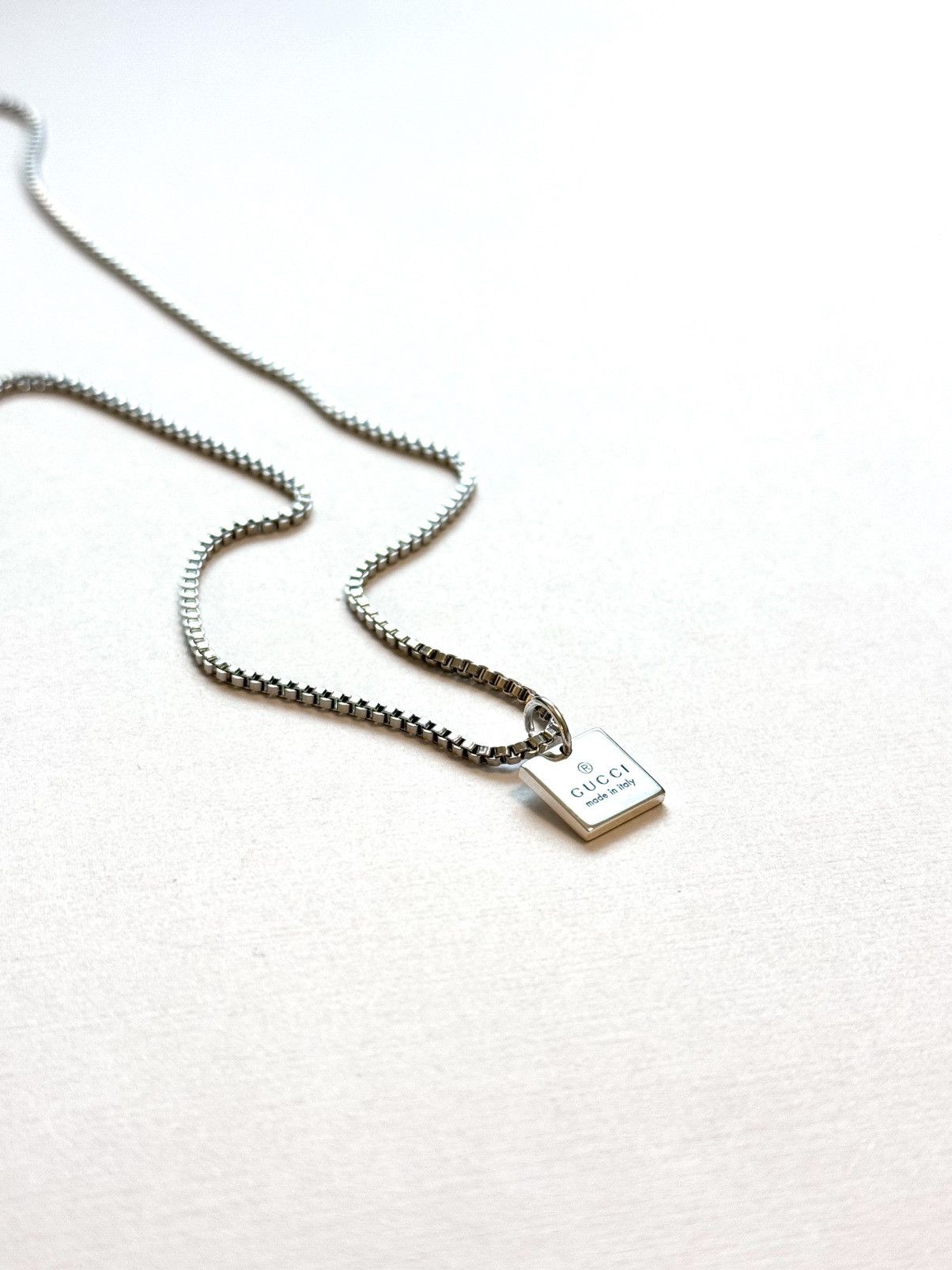 Gucci Gucci .925 Silver Square Pendant on Chain Necklace Grailed
