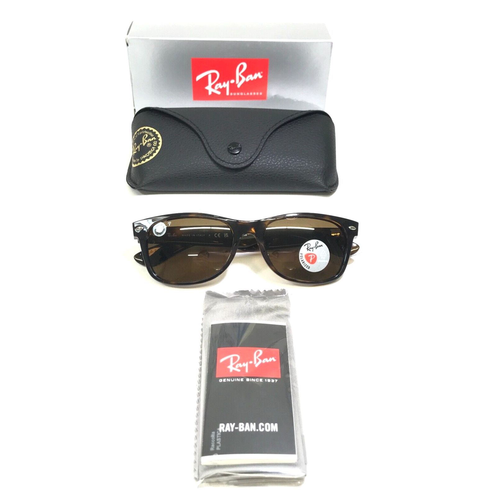 Vintage Ray-Ban Sunglasses RB2132 NEW WAYFARER 902/57 Shiny Tortoise ...