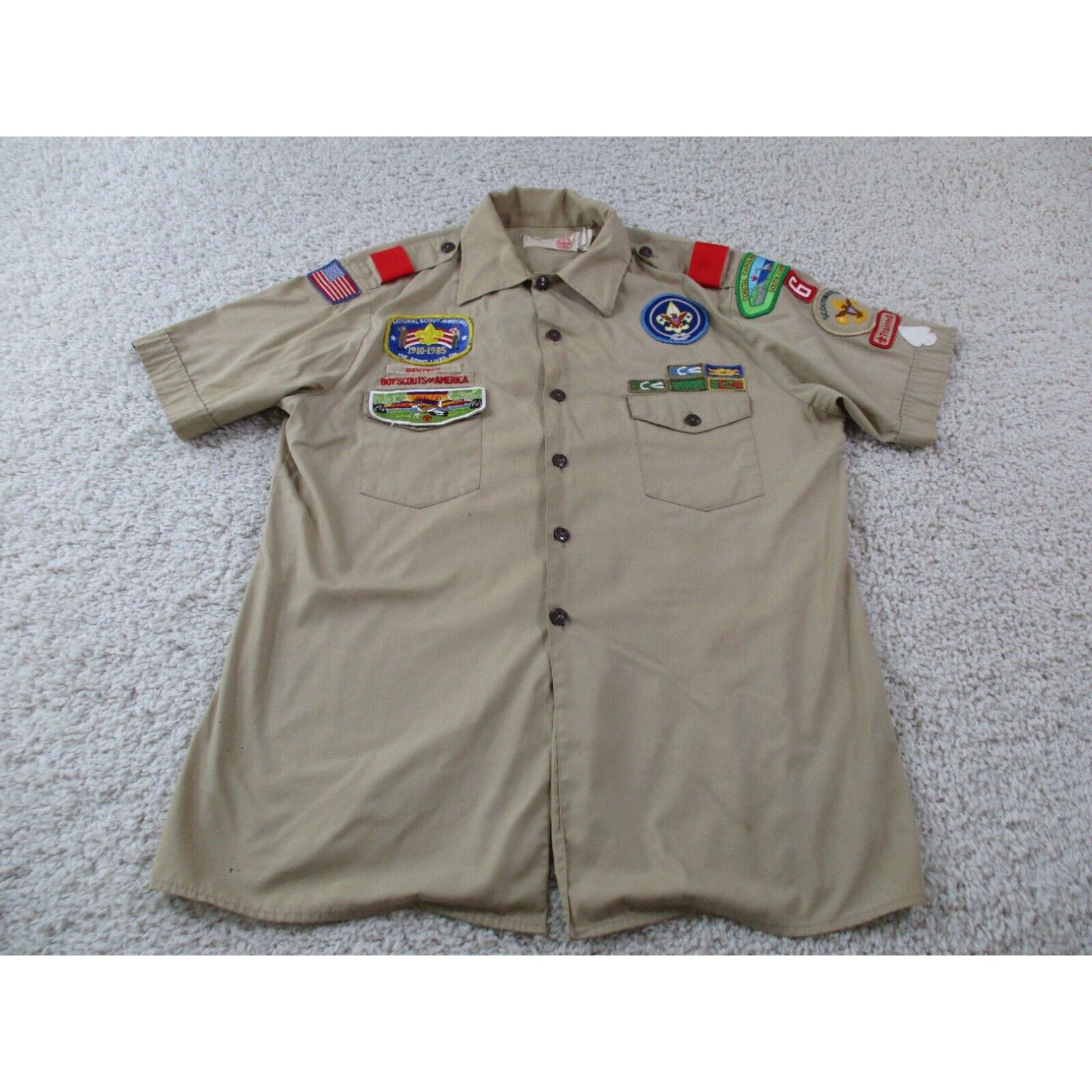 Vintage Vintage Boy Scouts Shirt Mens Medium Beige Uniform Button A2 ...