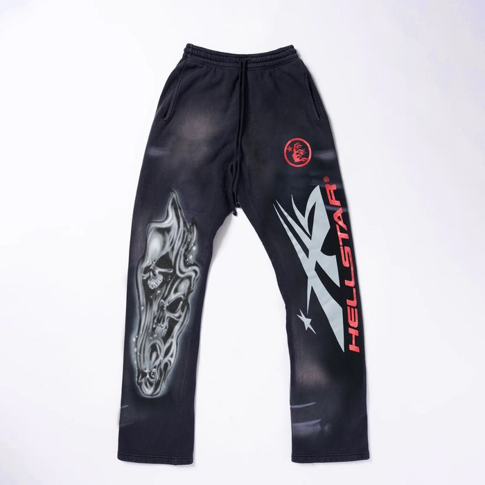 HELLSTAR HELLSTAR Airbrushed Skull Sweatpants (Flare Bottom) | Grailed