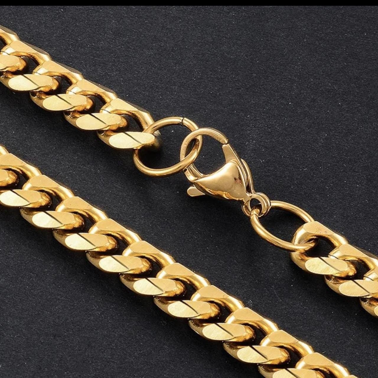 Cuban Link Chain × Streetwear × Vintage Gold Tone 7mm Flat Cuban Link ...