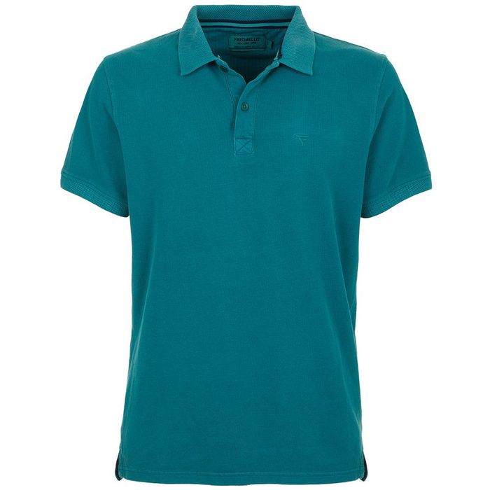 Designer Fred Mello Aqua Green Cotton Polo Shirt with Chest Logo | Grailed