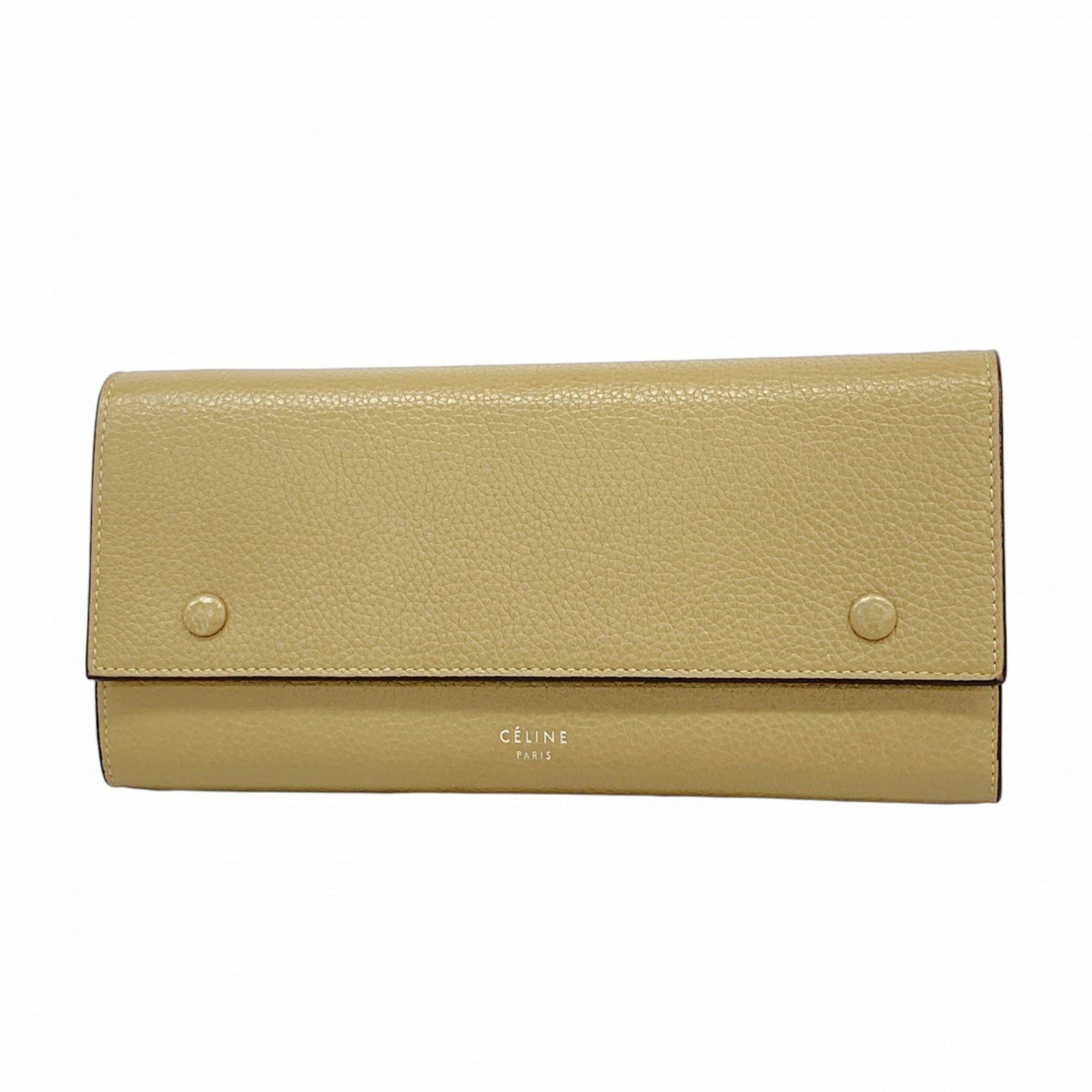Celine Celine long wallet, leather, beige, women's | Grailed