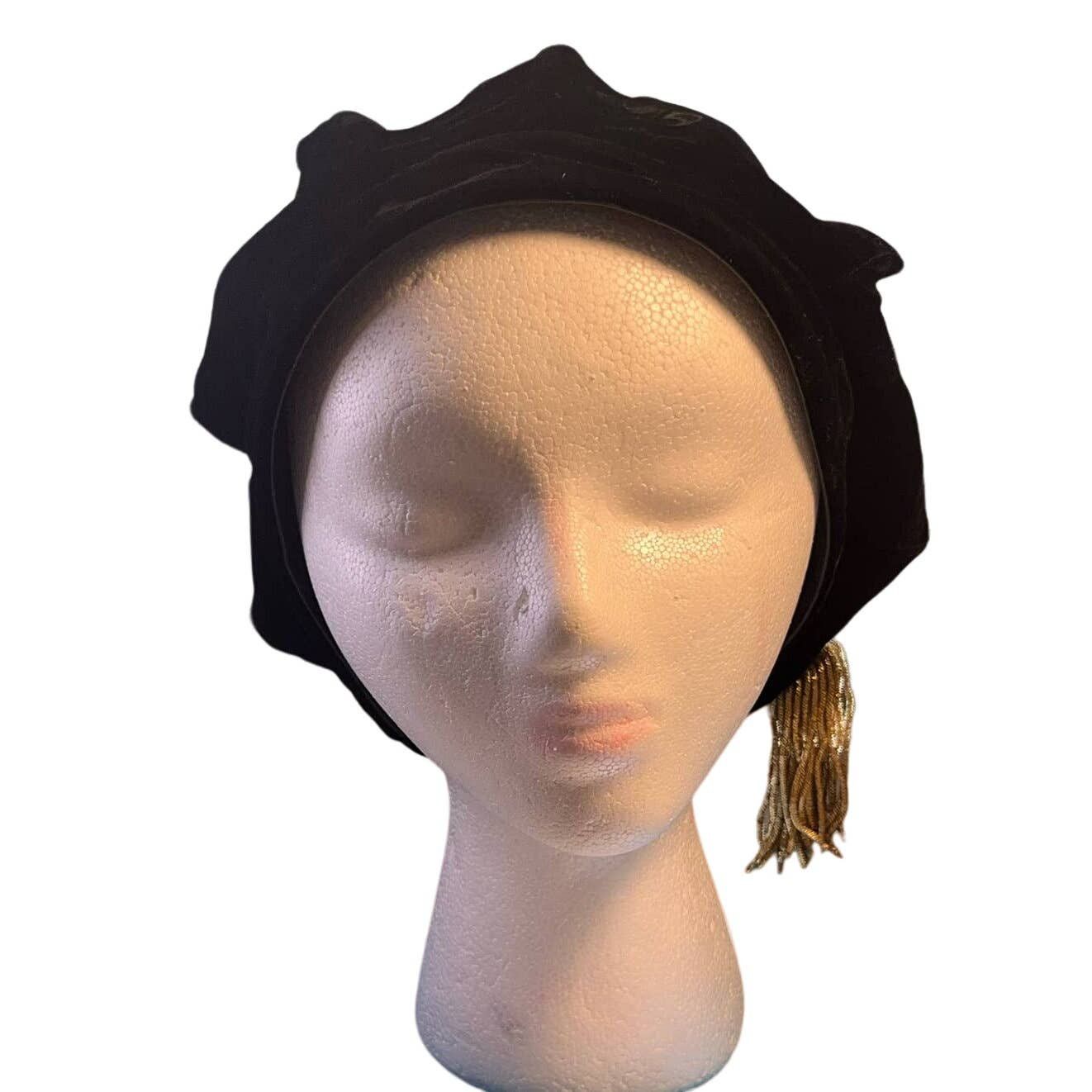 Vintage Vintage 8 Sided Velvet PHD Tam with Gold Bullion Tassel 7.5 ...