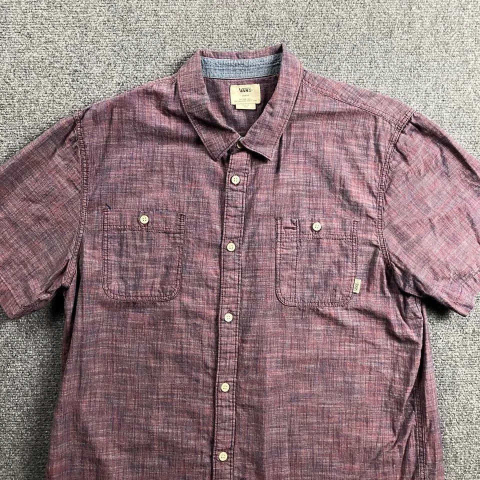 Vans Vans Shirt Men's Large Maroon Button Up Short Sleeve Adults | Grailed