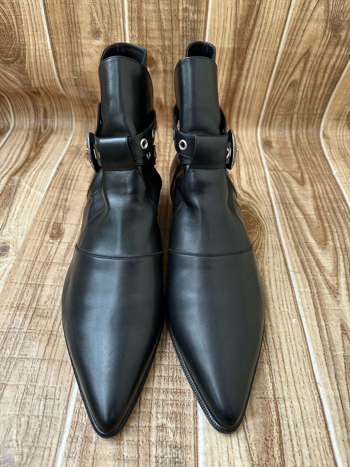 Saint Laurent Paris Hedi Slimane Western Buckle Duckies Boots | Grailed