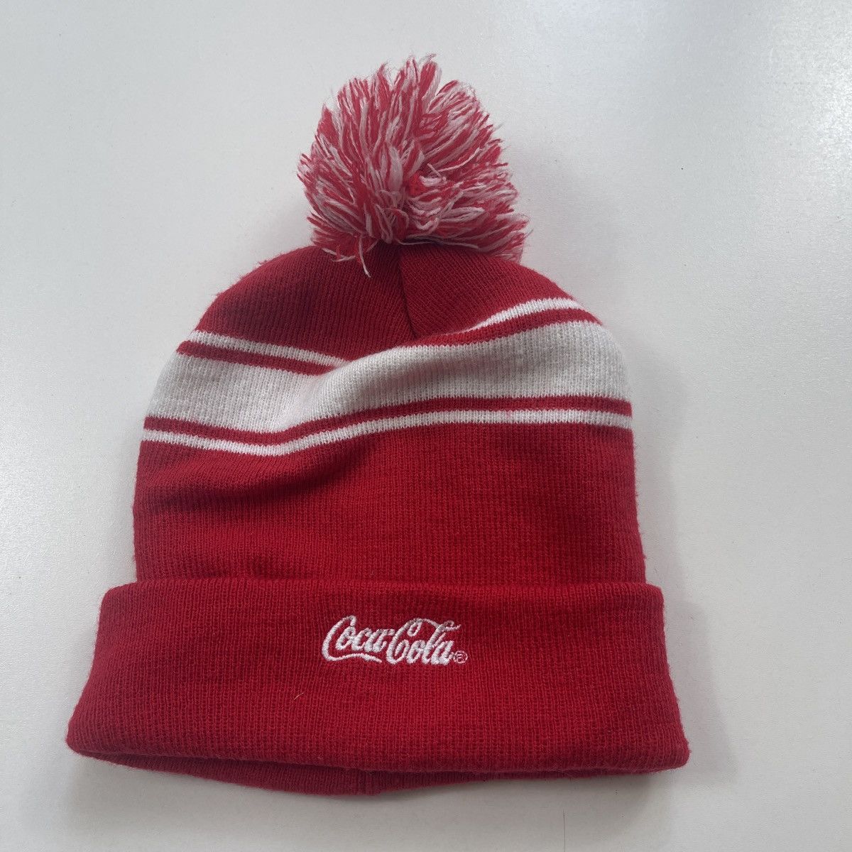 Coca Cola Vintage Coca Cola Beanie Red Winter Hat Pom Pom One Size ...