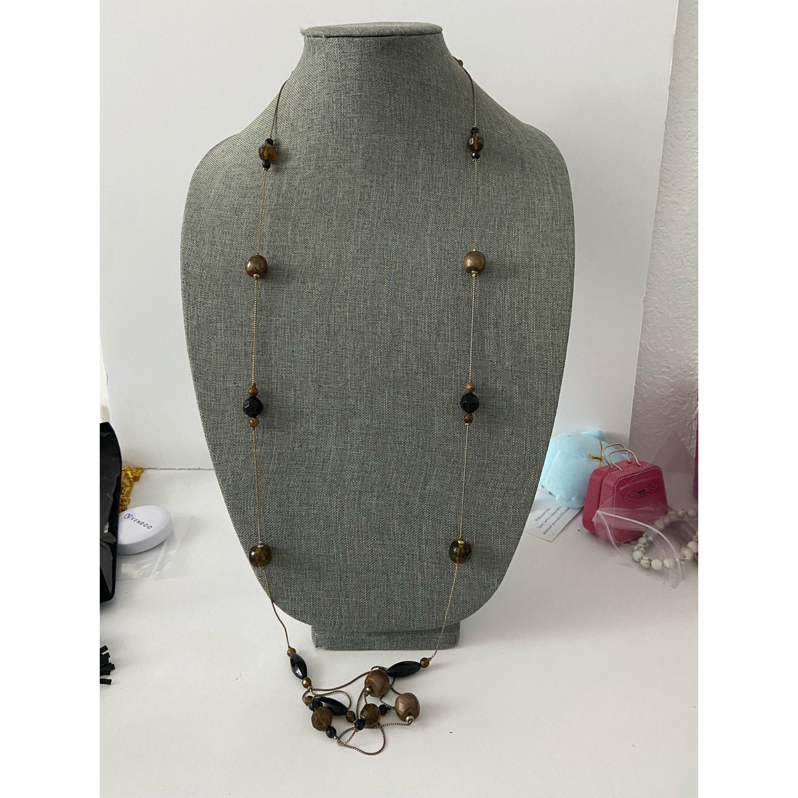 Generic Olive brown and green bead super long necklace | Grailed