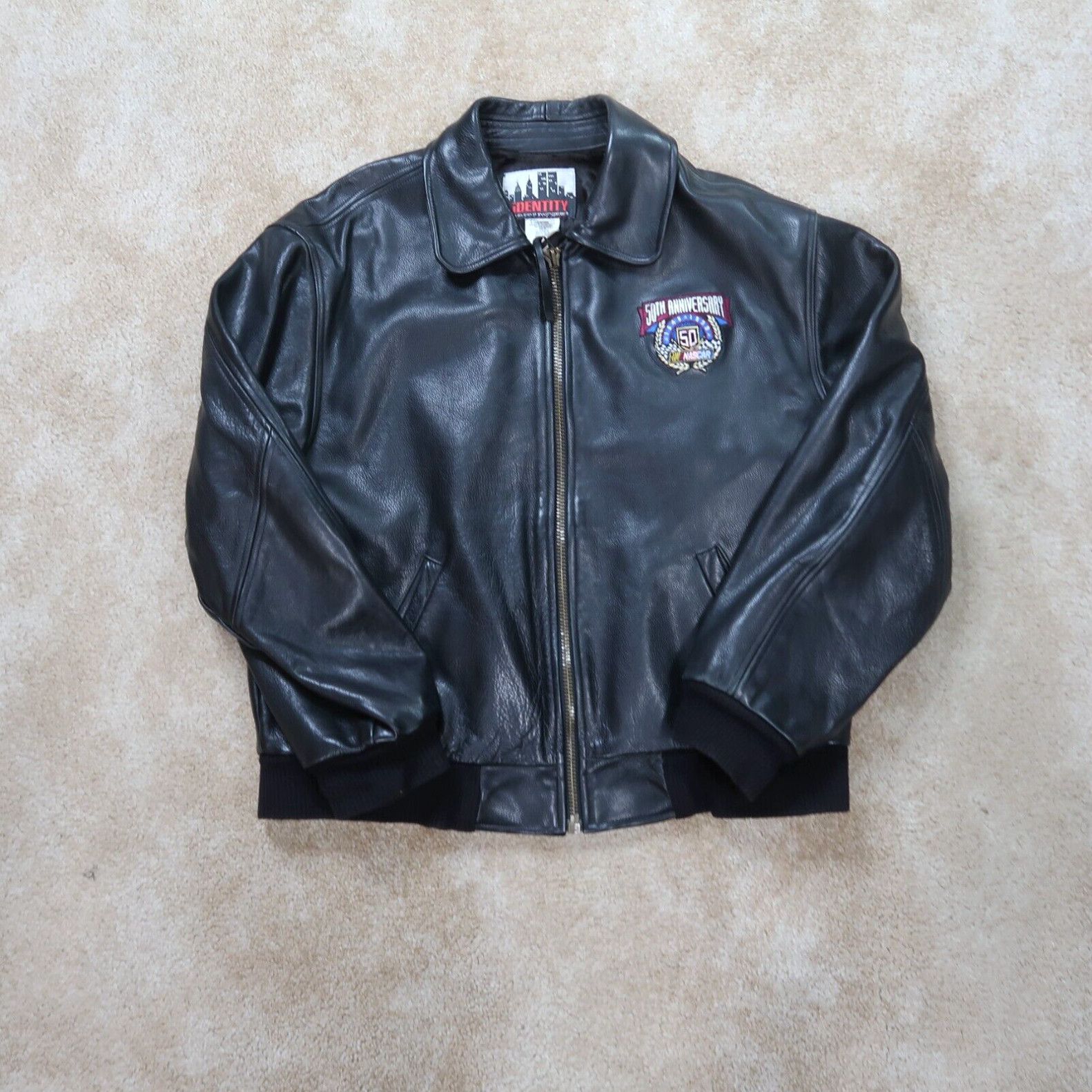 NASCAR Vintage Nascar Leather Jacket Men's Large Black 50th anniversary ...