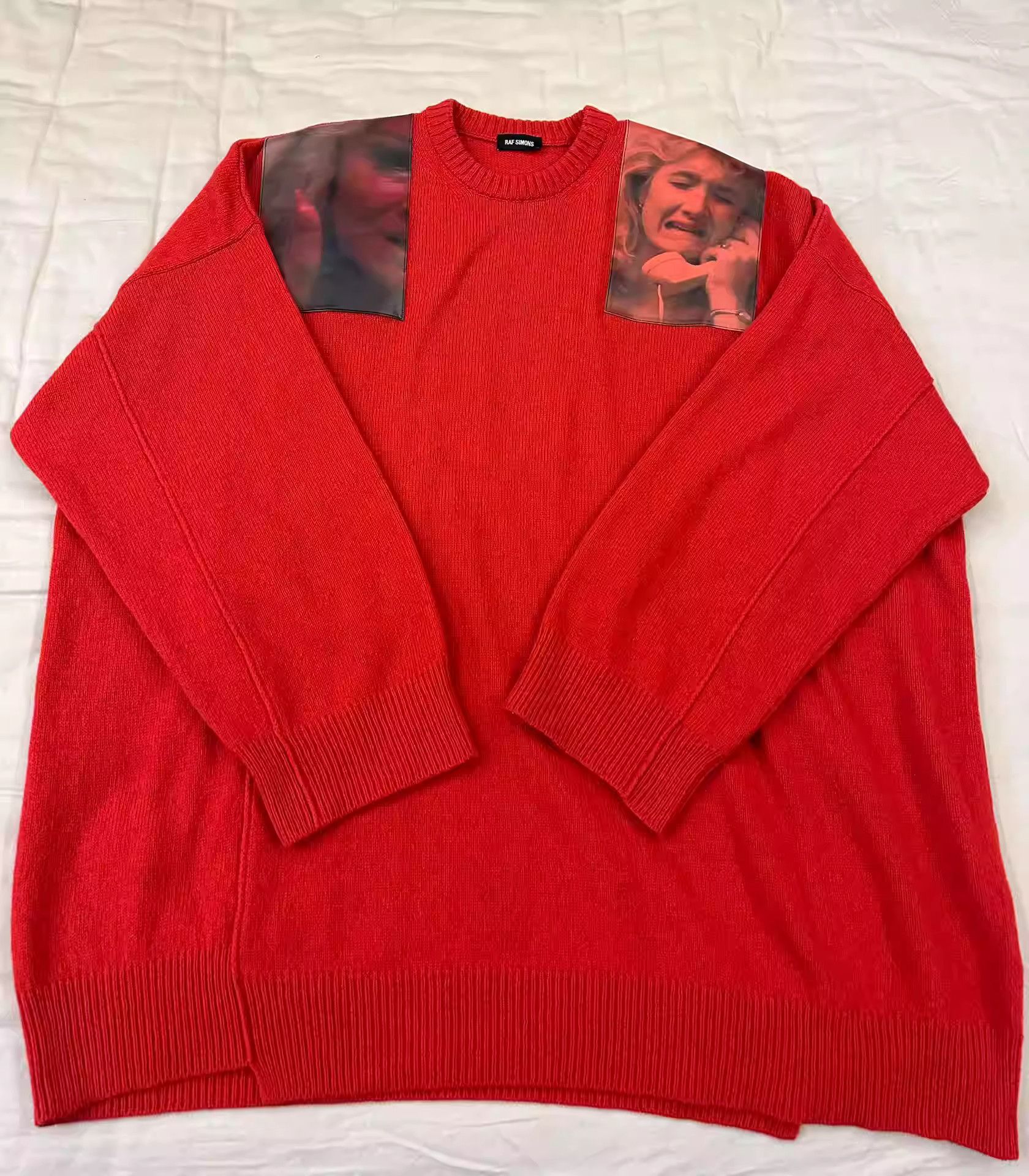 Raf Simons rafsimons red velvet sweater | Grailed