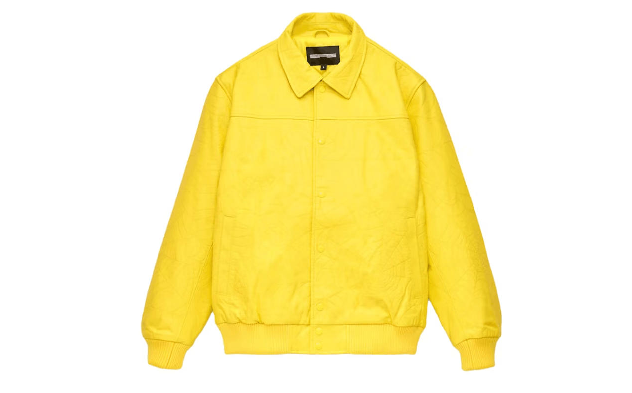 Spider Sp5der Debossed Web Leather Jacket Yellow | Grailed