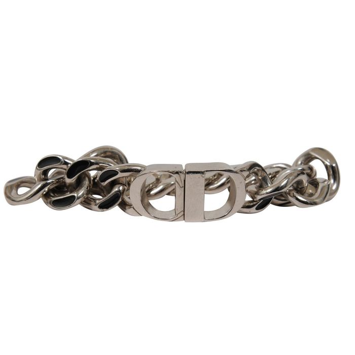 Dior CD Icon Cuban Chain Link Bracelet Silver Black | Grailed