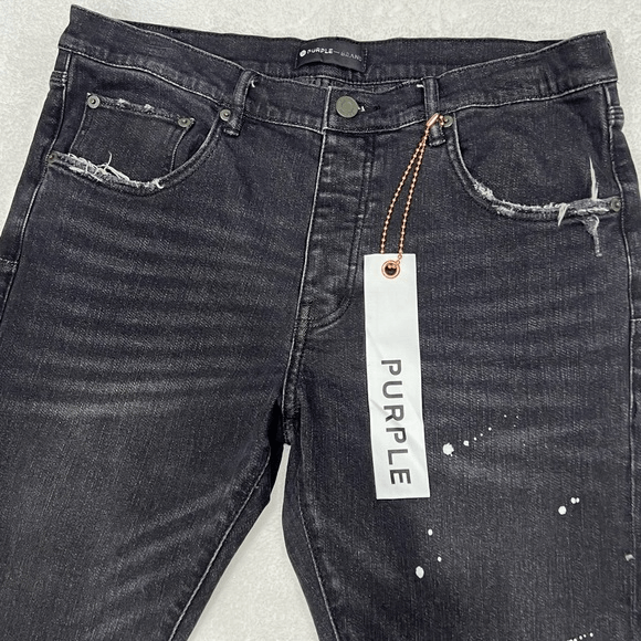 Purple Brand Purple Brand P001 Black Overspray Jeans Slim Fit Low Rise ...