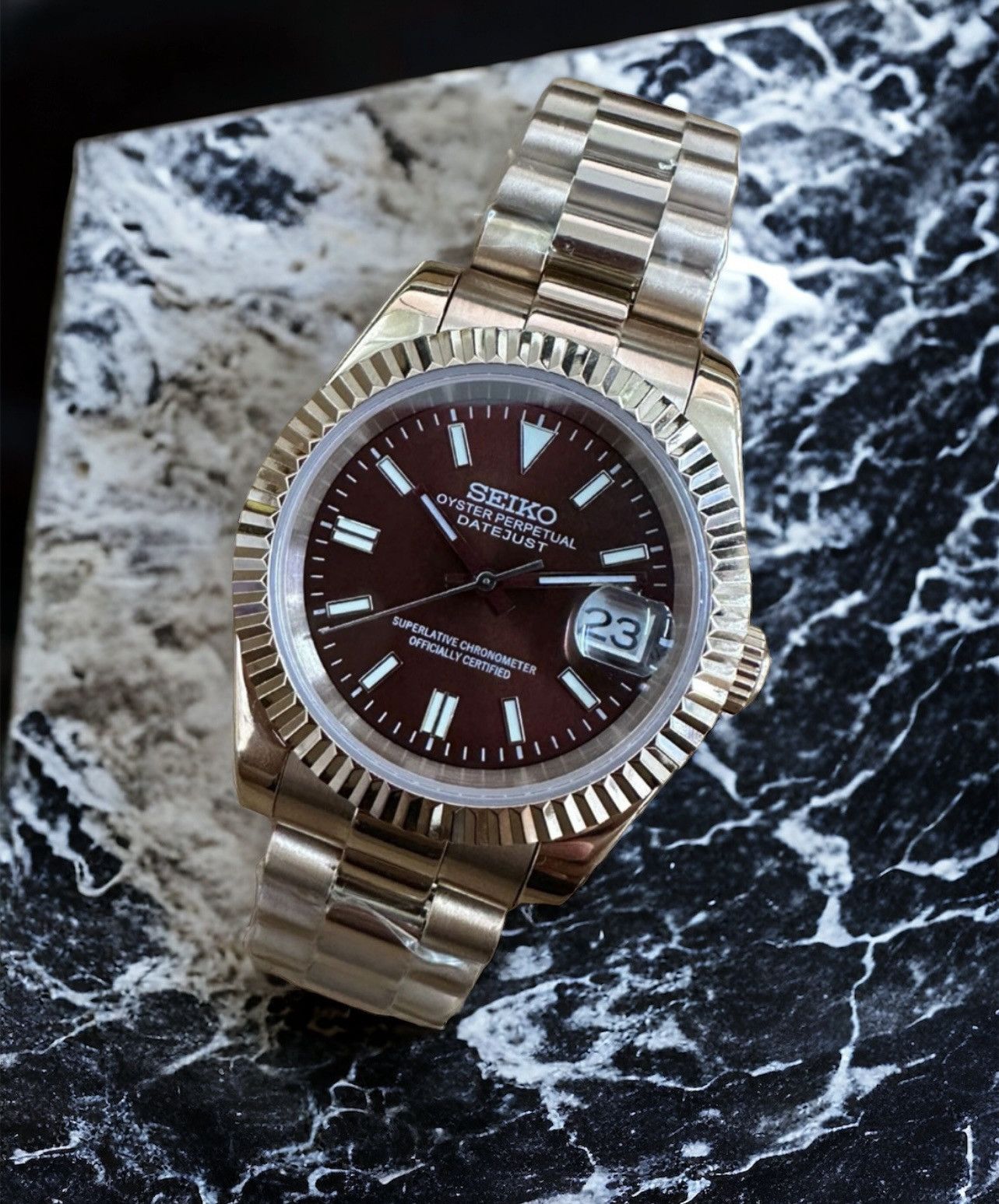 Japanese Brand × Seiko Seiko Datejust Brown Chocolate Dial Steel ...