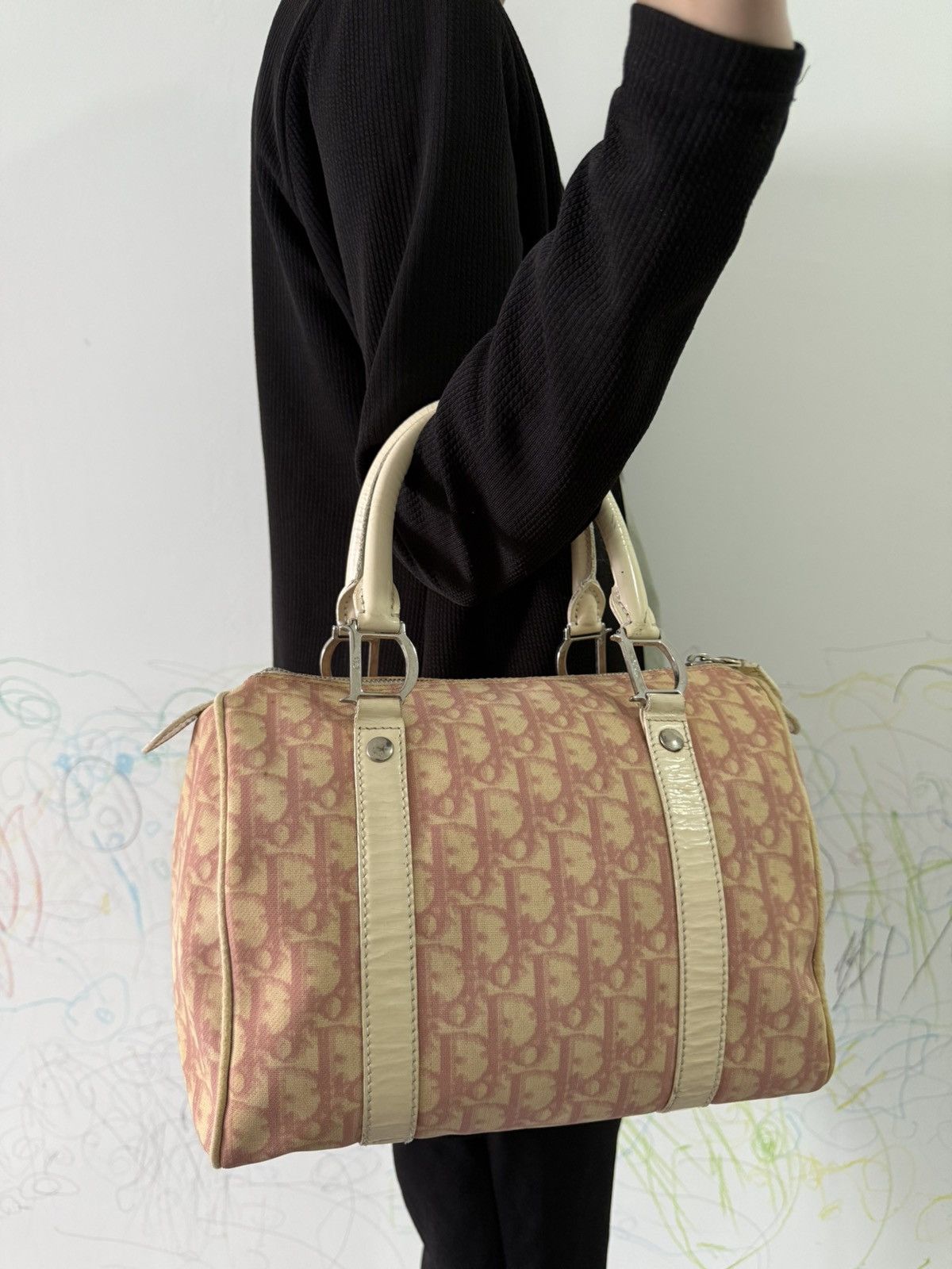 Dior Vintage Christian Dior Pink Trotter Boston Monogram Hand Bag | Grailed