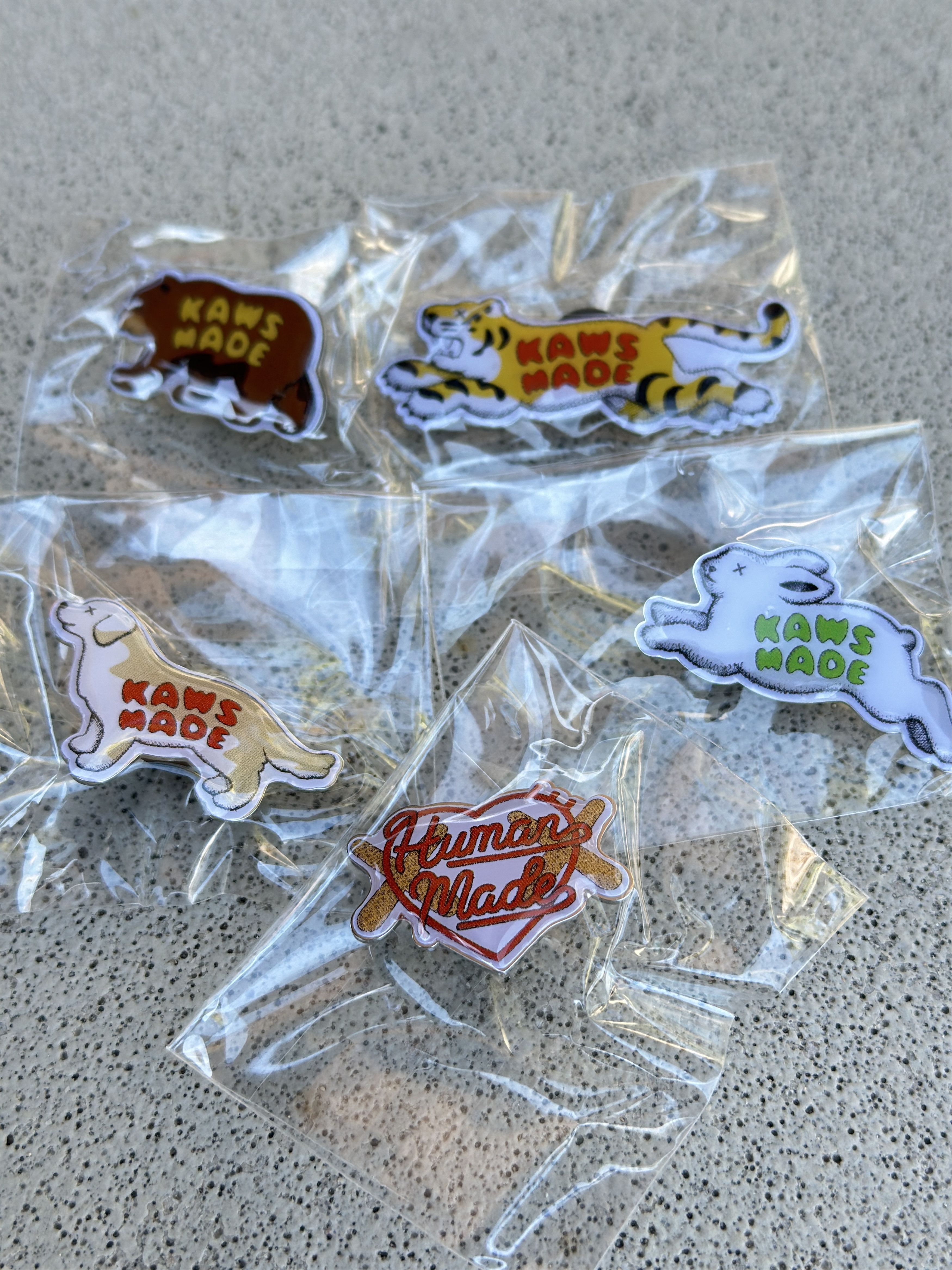 Human Made × Kaws × Nigo Pin Badge Set of 5 | Grailed