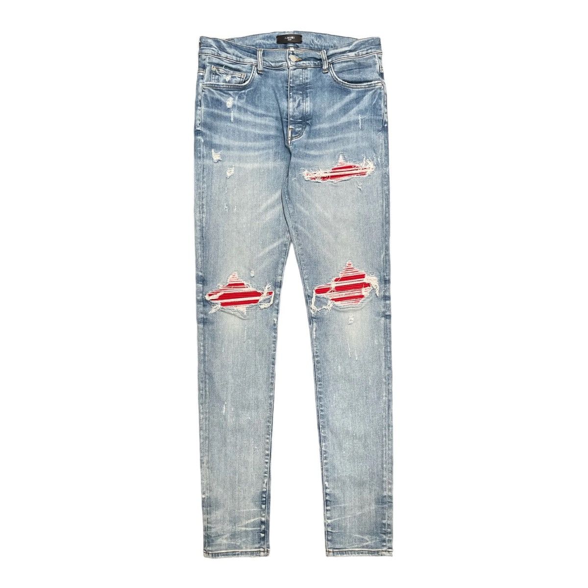 Amiri Amiri MX1 Red Ultra Suede Patch Jeans Clay Indigo | Grailed