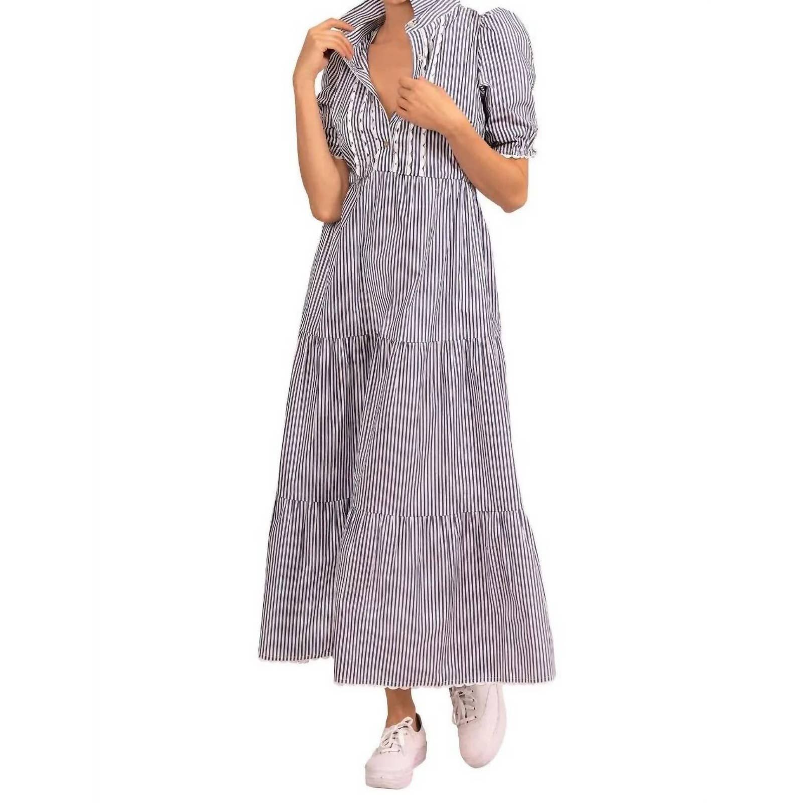 Gretchen Scott Wash / Wear Ric Rac Roc Midi/maxi Dress In Pinstripe ...