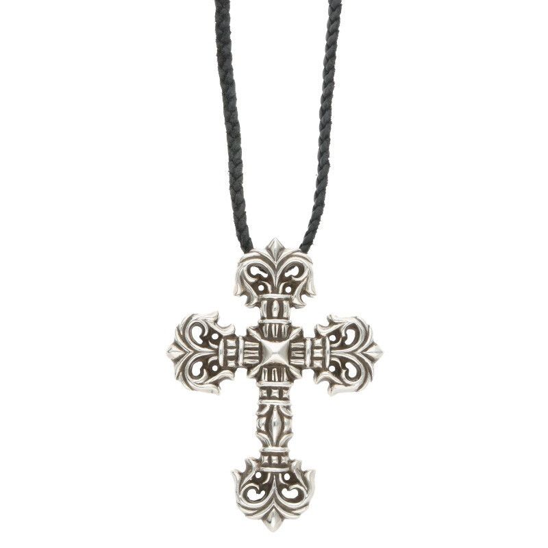 Chrome Hearts Leather Braid Filigree Cross Necklace | Grailed