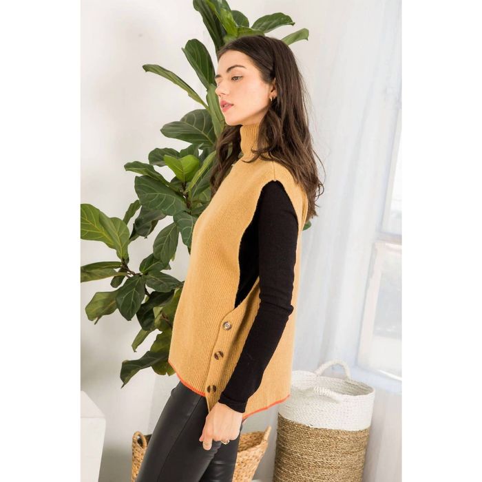 Designer THML Sweater Vest In Camel | Grailed