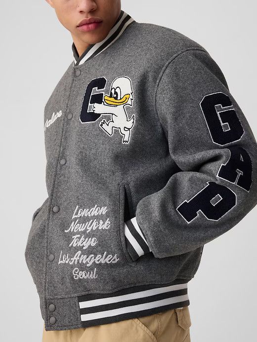 Gap Palace x Gap Varsity Jacket Grey Size Medium | Grailed