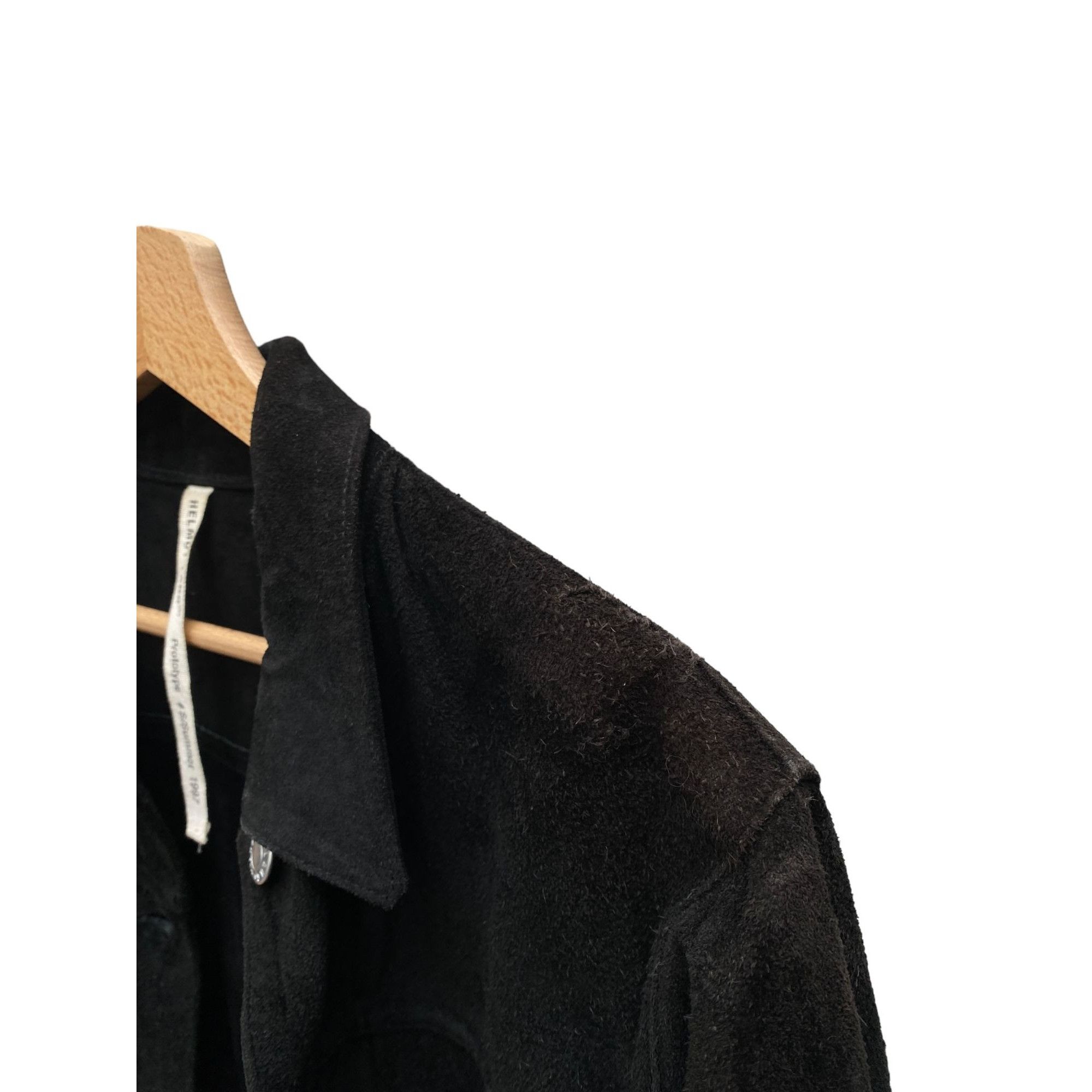 Helmut Lang SS 1997 Black Suede Trucker Jacket | Grailed