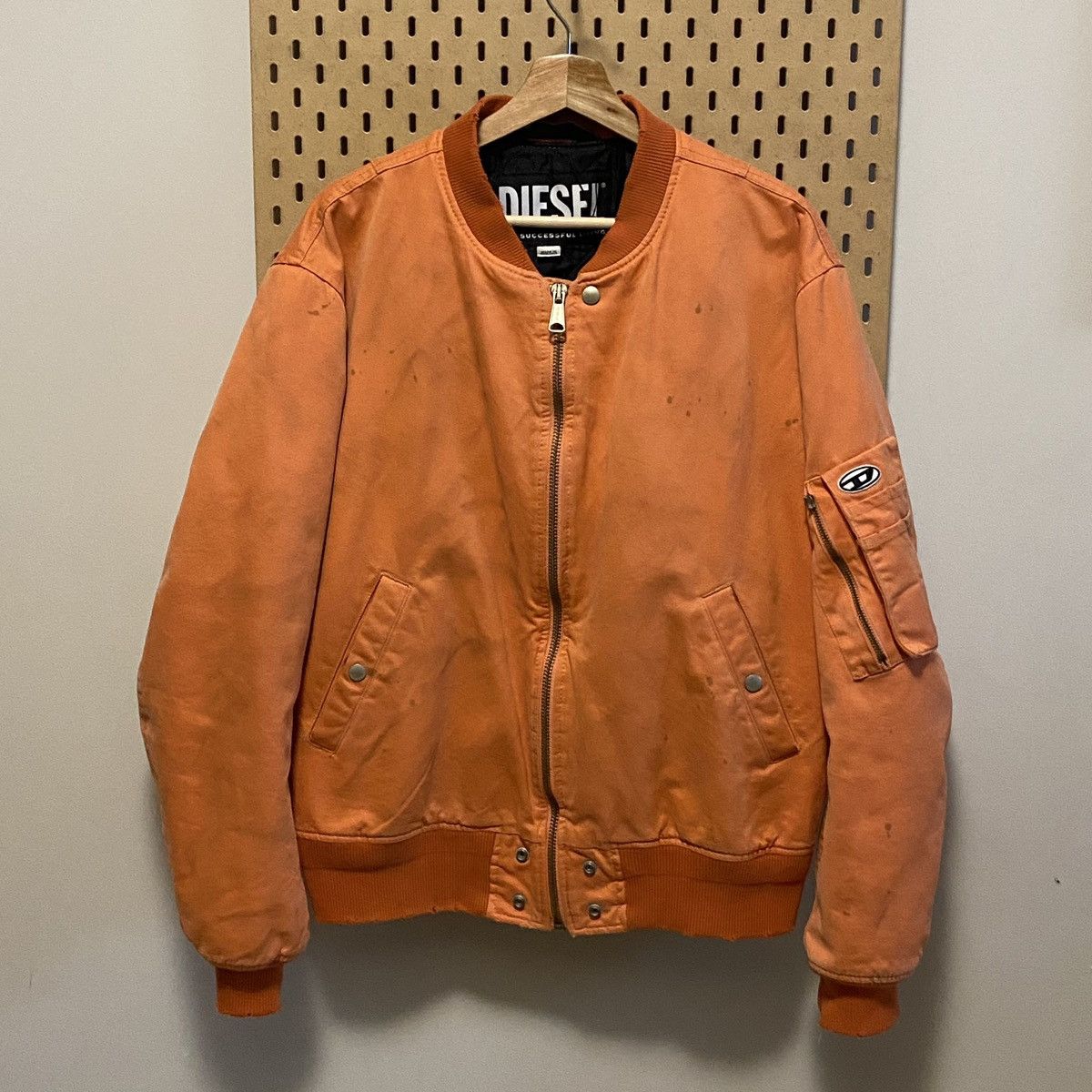 Diesel DIESEL Bomber Orange Color Stained Effect | Grailed