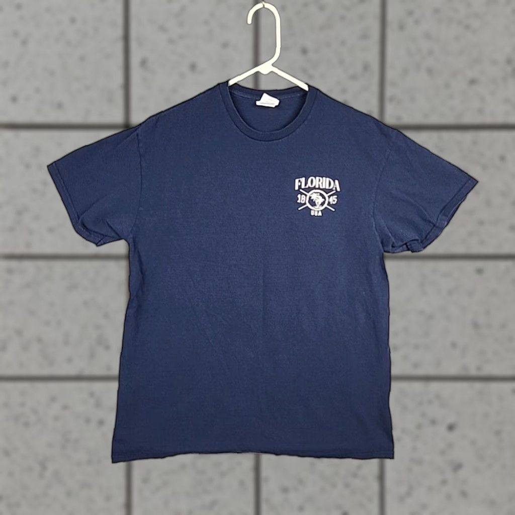Delta VINTAGE Delta Graphic T-Shirt Mens Large Blue Y2K Florida ...