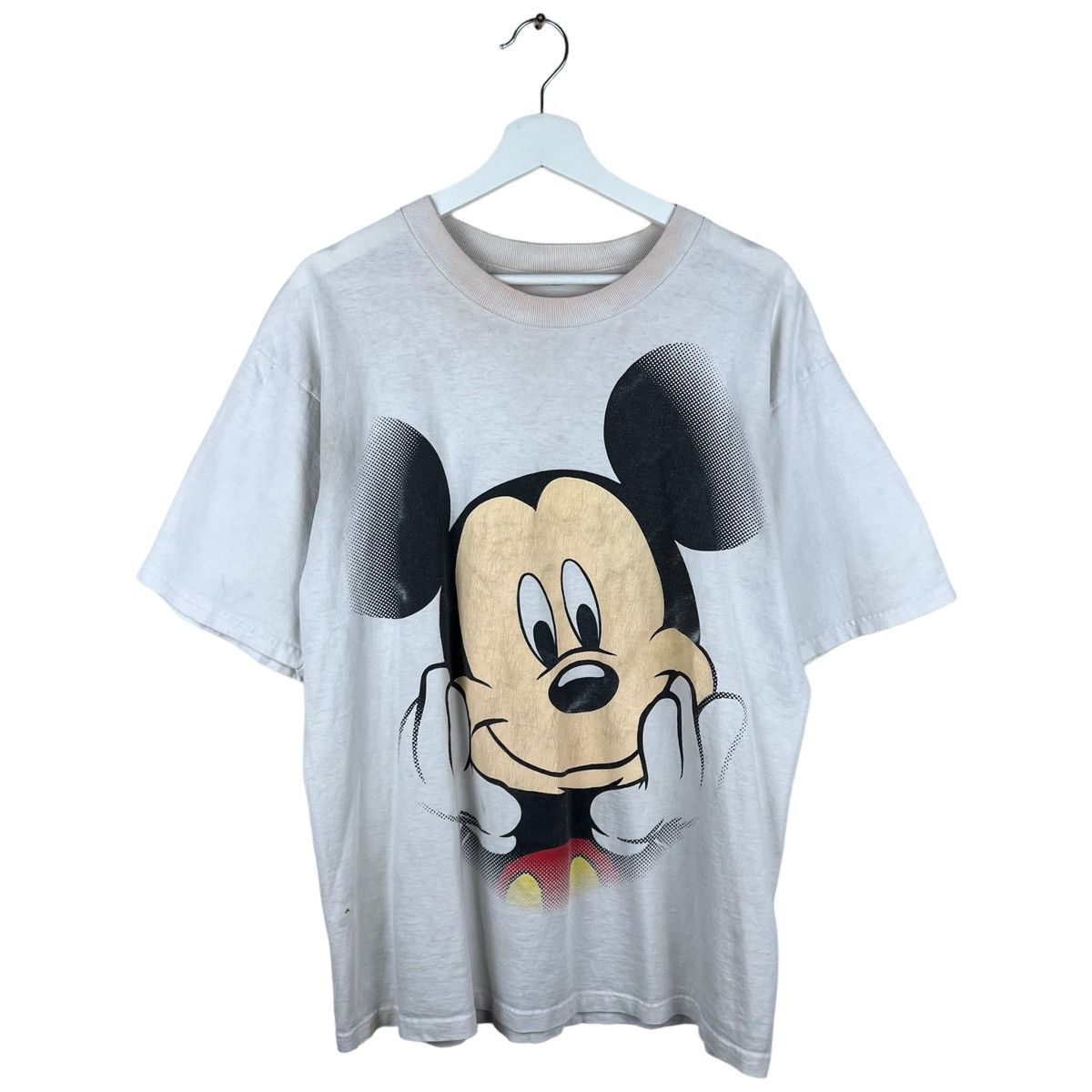 Disney × Vintage Vintage Mickey Mouse Big Face Tee White | Grailed