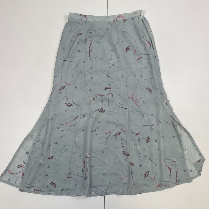 Vintage Jacques Vert Skirt 14 Blue Long Womens Floral Print Comfort ...
