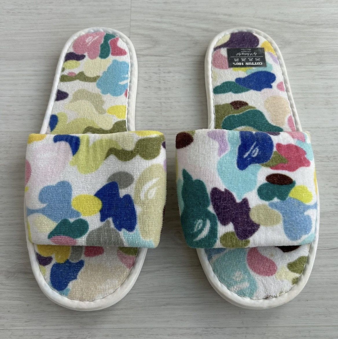Bape VERY RARE OG 2002 A BATHING APE MULTI CAMO TERRY SLIPPERS | Grailed