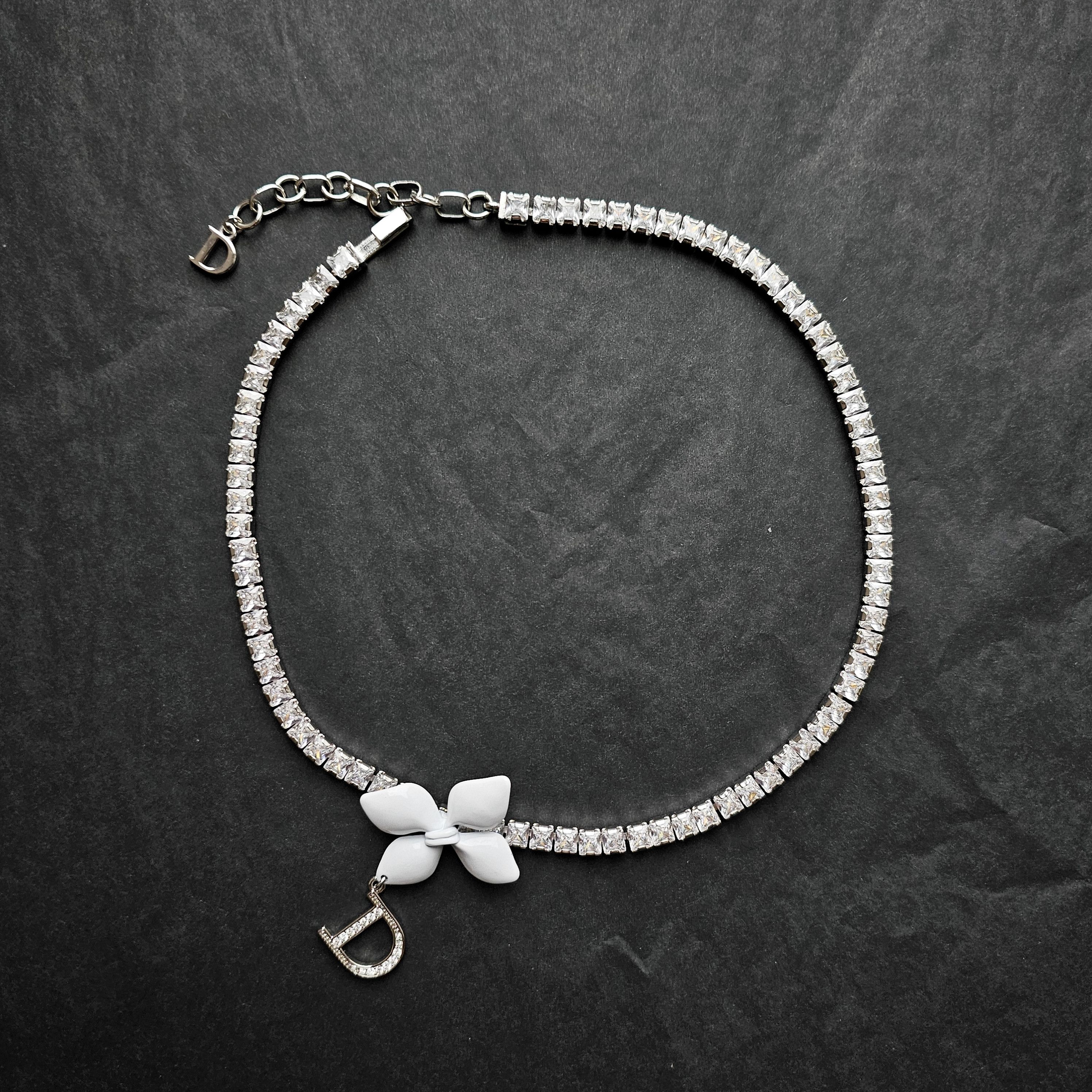 Dior Dior Silver Crystal Flower Choker Necklace | Grailed