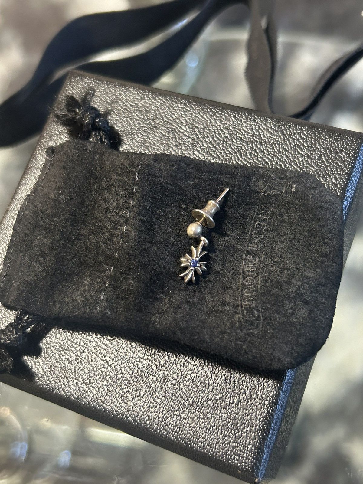 Chrome Hearts Chrome hearts tiny e sapphire earring | Grailed