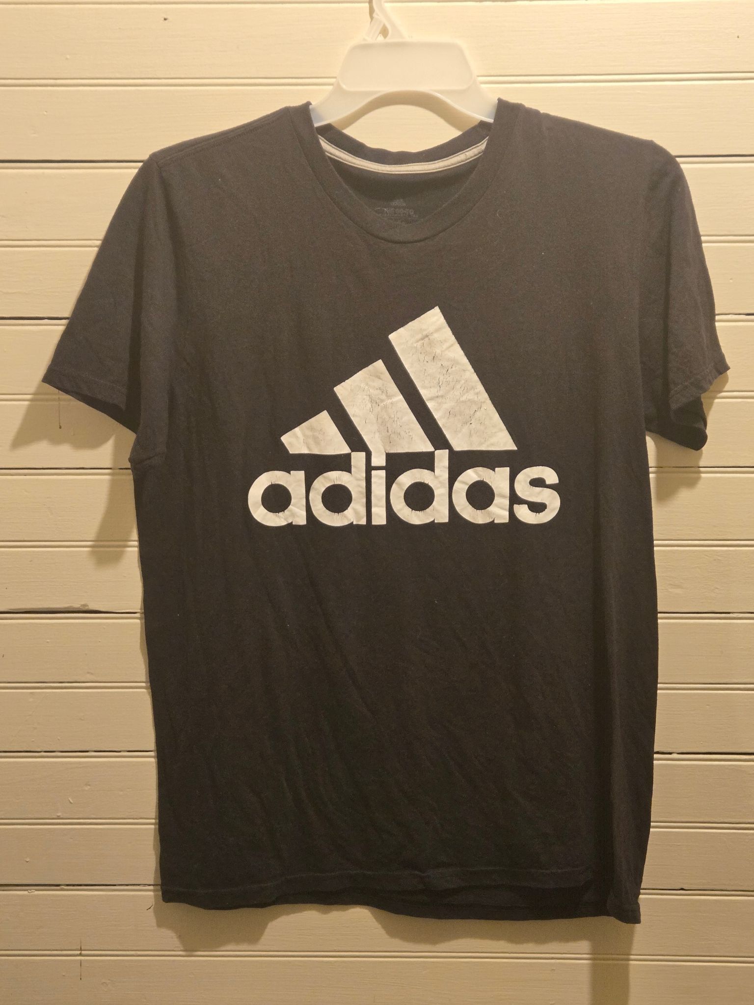 Adidas Vintage Adidas T-Shirt Mens L Black Large Logo Short Sleeve ...